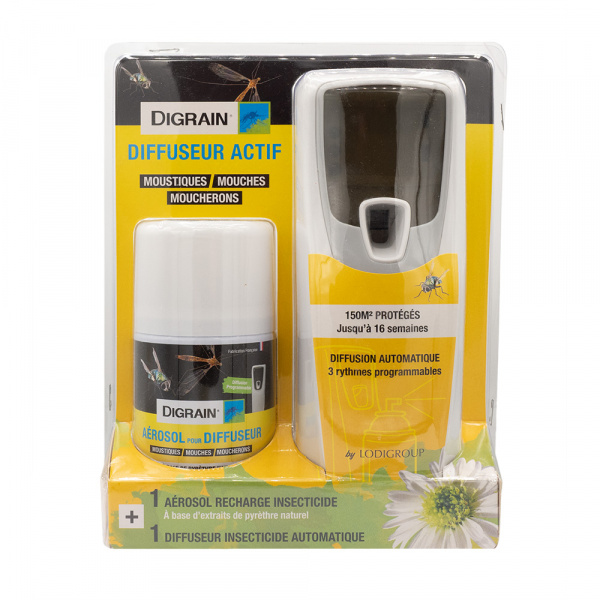 Pack Digrain aérosol insecticide et diffuseur automatique actif